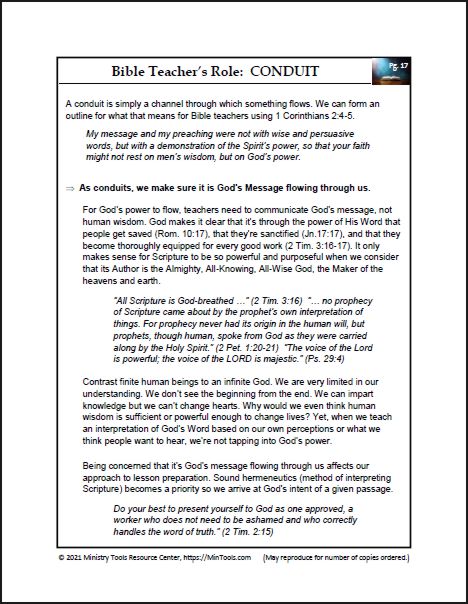 Bible Teacher's Role Training Resource – Ministry Tools Resource Center ...