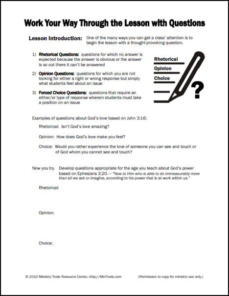 Effectively Use Questions in Bible Lessons – Ministry Tools Resource ...